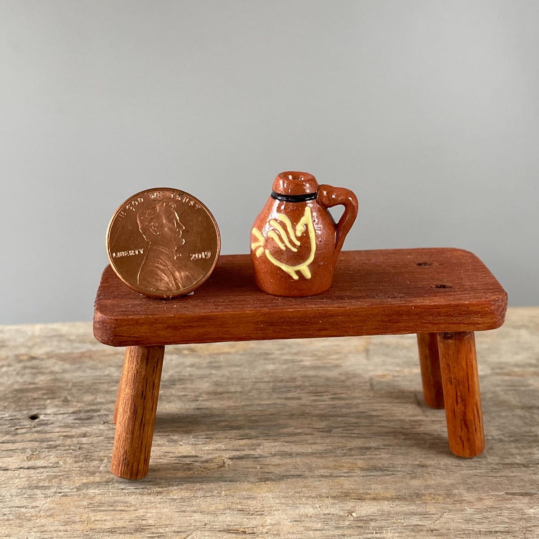 1:12 Scale Miniature, Traditional Redware Earthenware Pottery Jug Crock ...
