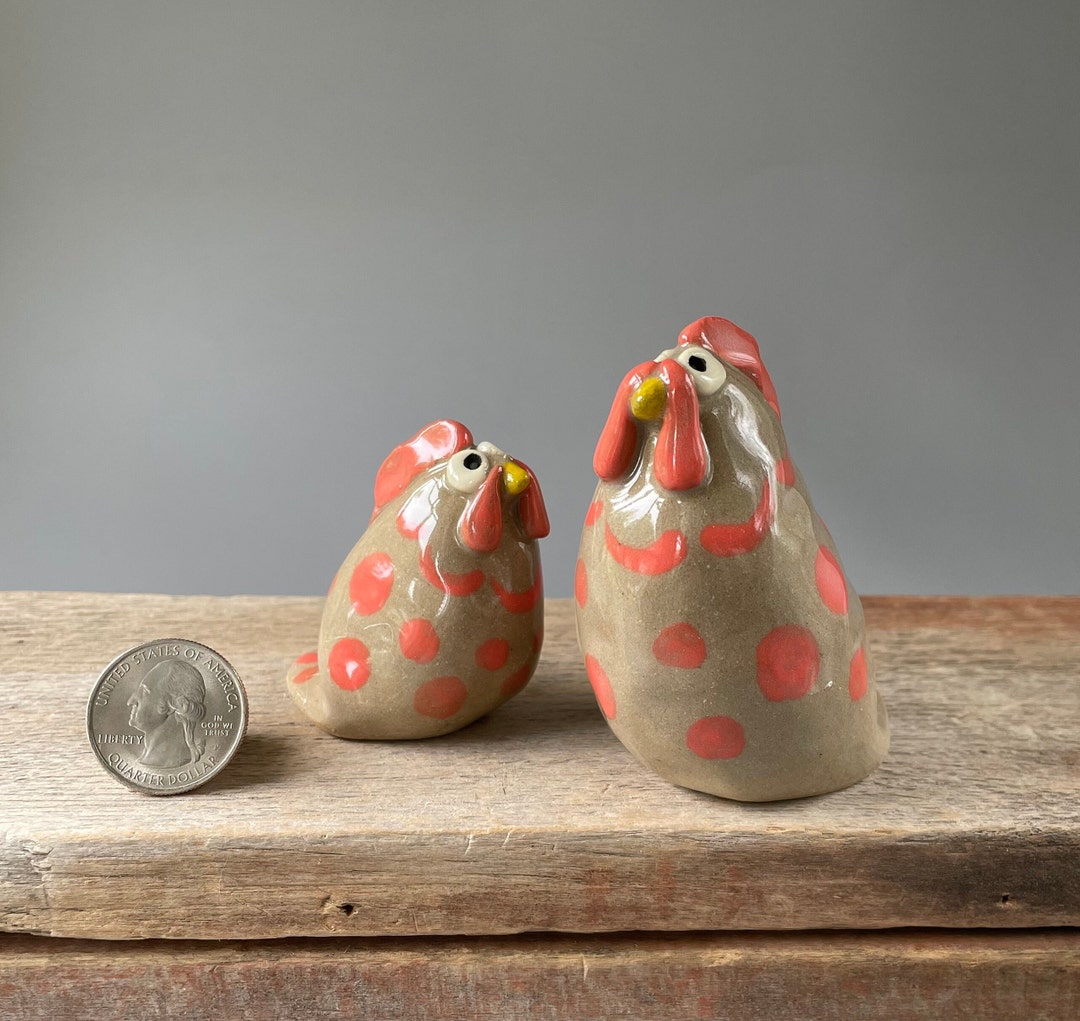 Pottery Family Duo of Funky Chickens FREE SHIPPING - Etsy