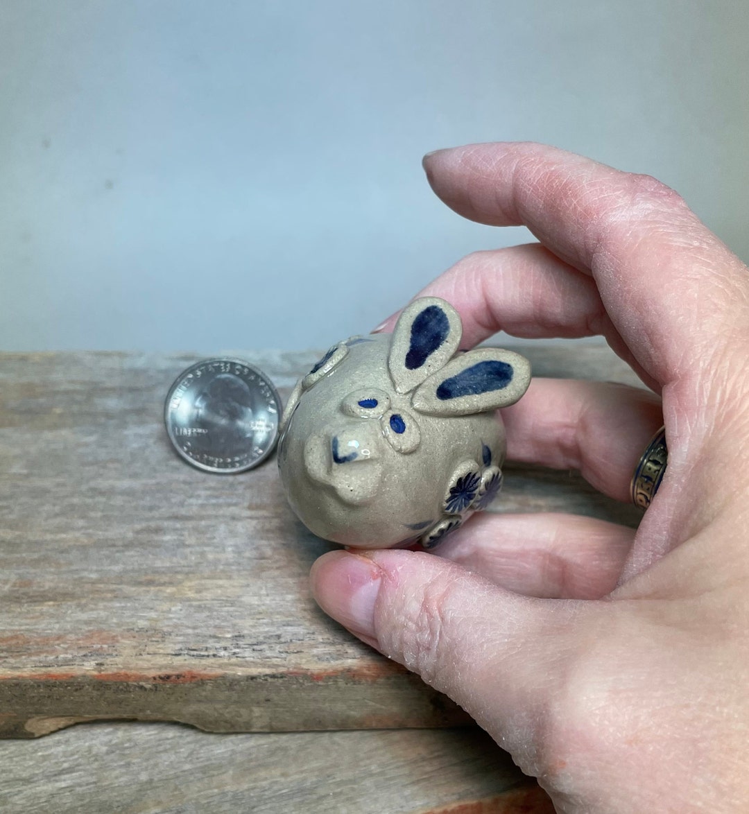 Handcrafted Miniature Stoneware Ceramic Pottery Rabbit/bunny With ...