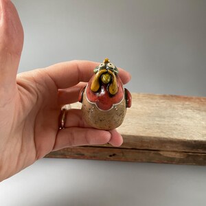 Funky Handmade Pottery Chicken Hen Miniature in Stoneware, Ooak, Slip ...