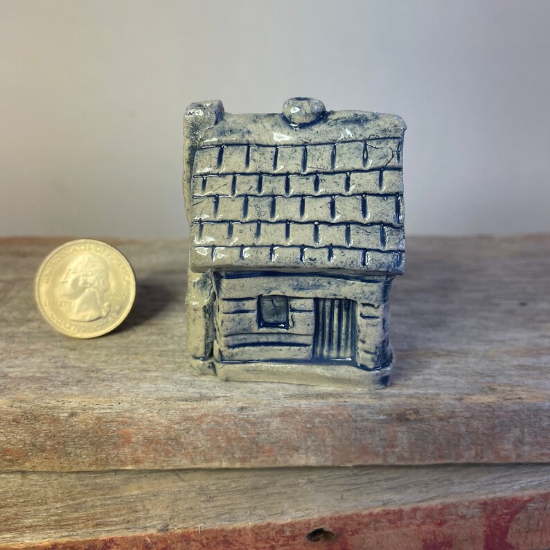 Miniature Primitive Log Cabin Bottle Jug Crock in Stoneware - Etsy