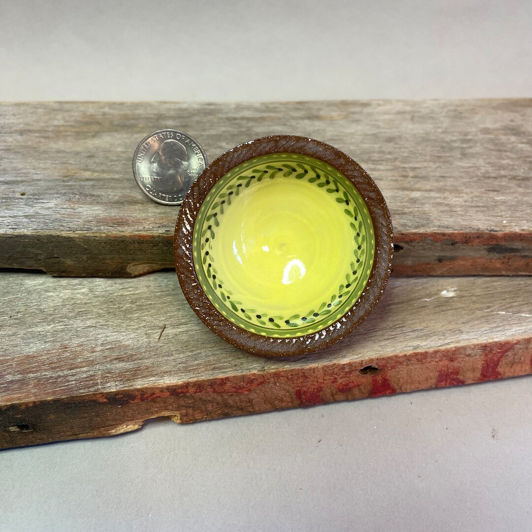 Miniature Slipware Mixing Bowl, Early American, Primitive, Traditional ...