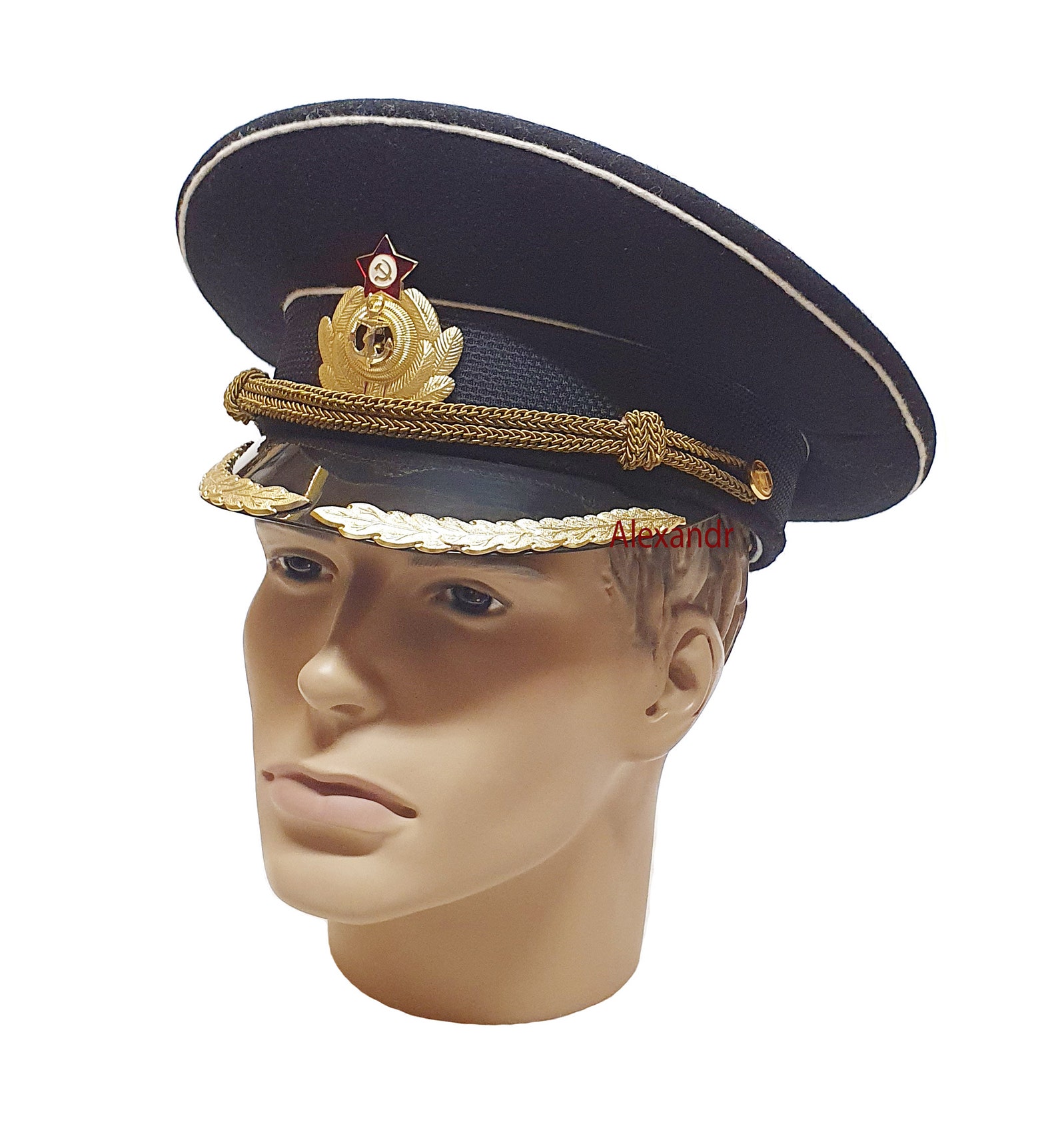 Russian Army Peaked cap Captain Black ceremonial cap Badge | Etsy