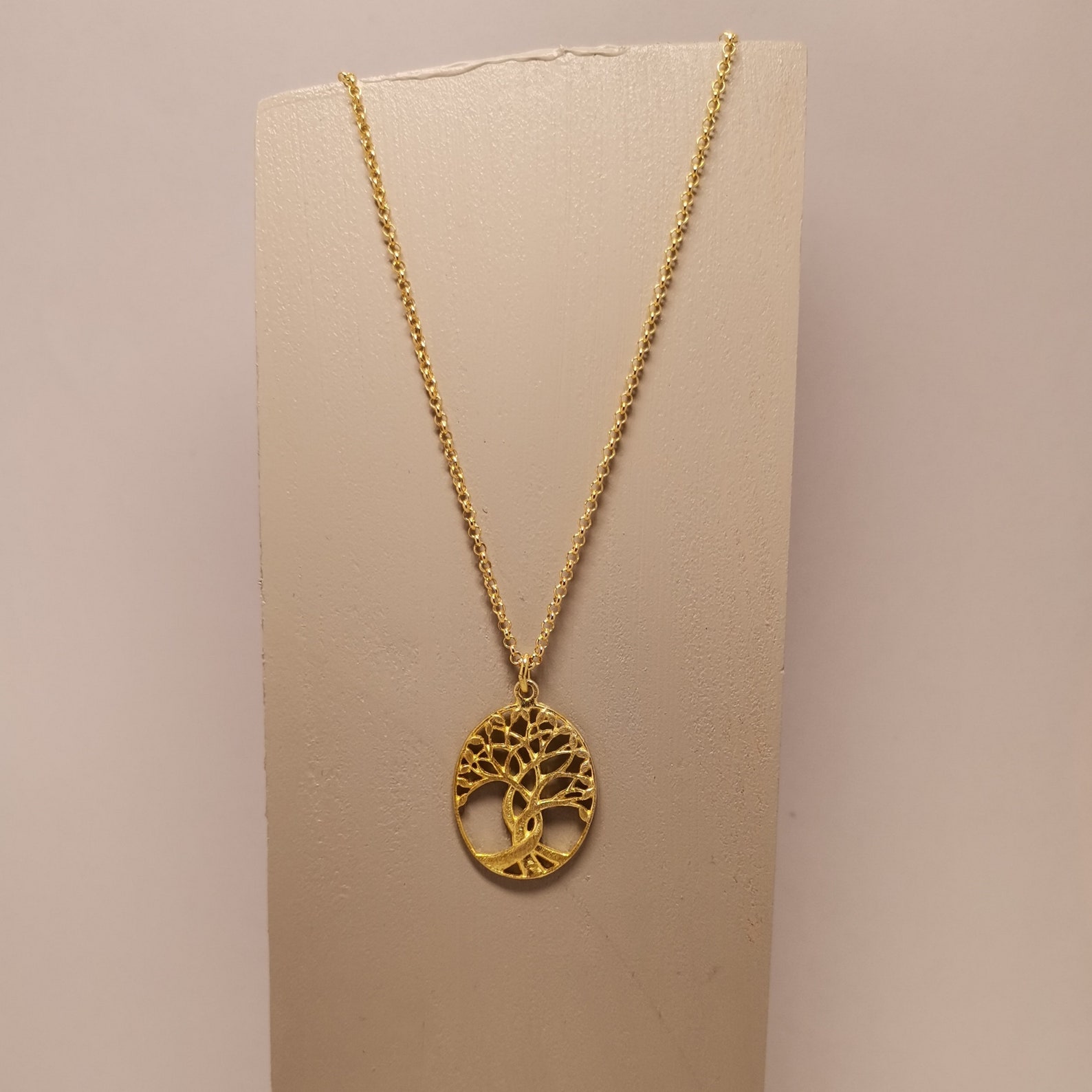 Gold Tree Necklace Oval Tree of Life Brushed Gold Gold Tree - Etsy