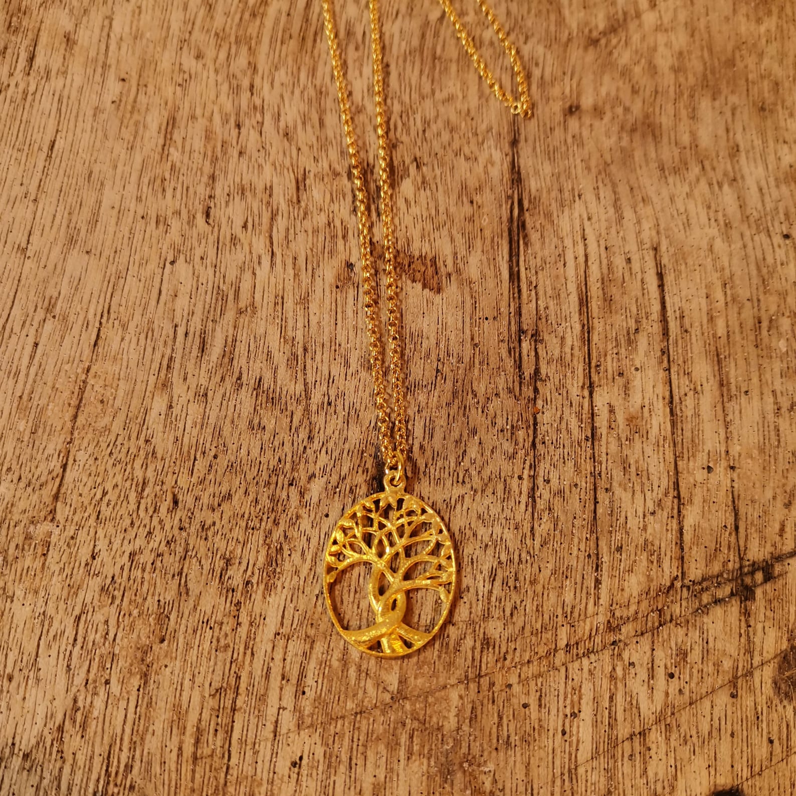 Gold Tree Necklace Oval Tree of Life Brushed Gold Gold Tree - Etsy