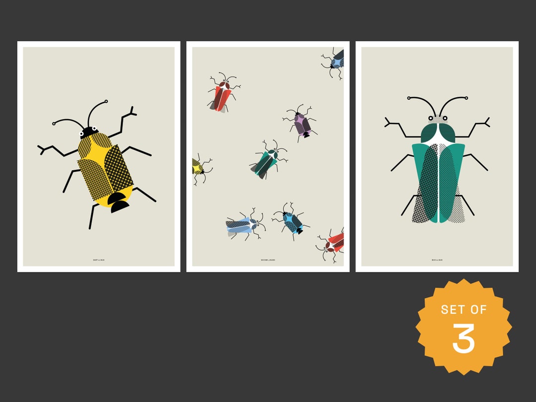 SET of 3 - Bugs Beetles Posters Digital Download, Fantasy Insects A2 ...