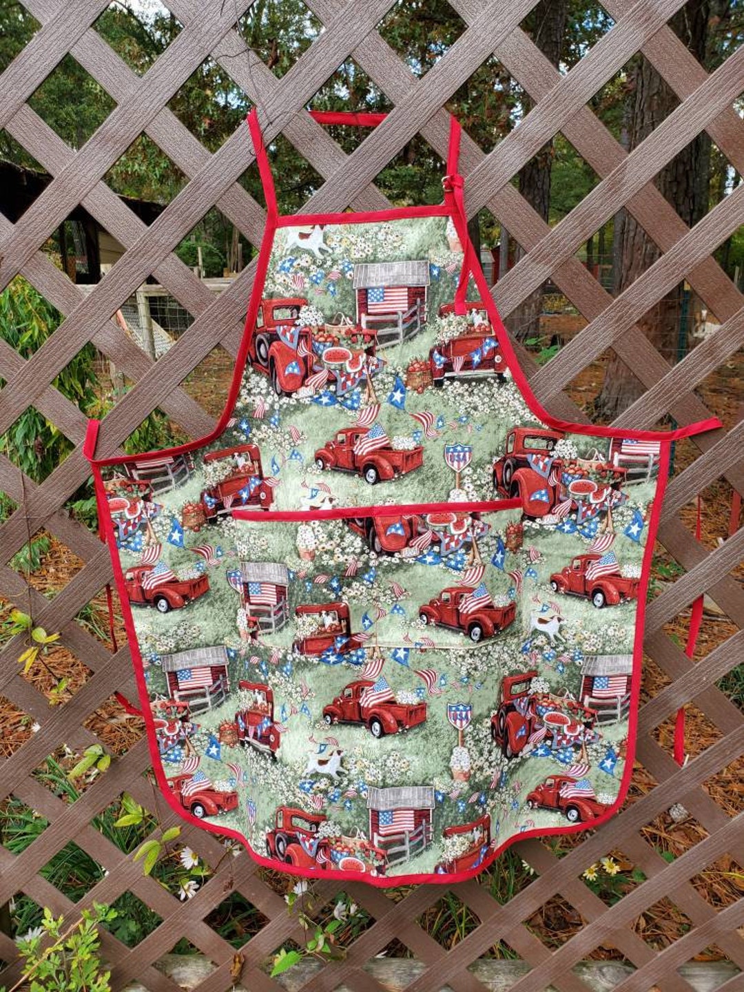 USA Flag Print Apron, Kitchen Apron, Sparker Apron, Handmade Apron ...