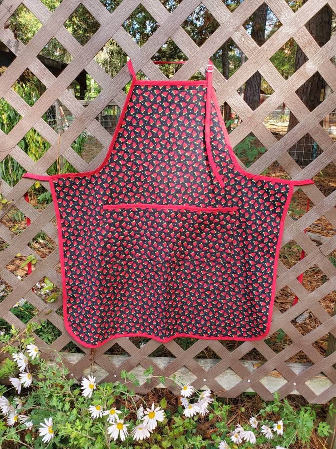 Handmade Adult Apron, Strawberry Print Apron, Fruit Apron, Kitchen ...