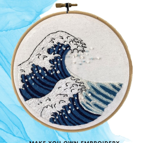 Wave Embroidery Pattern - Etsy