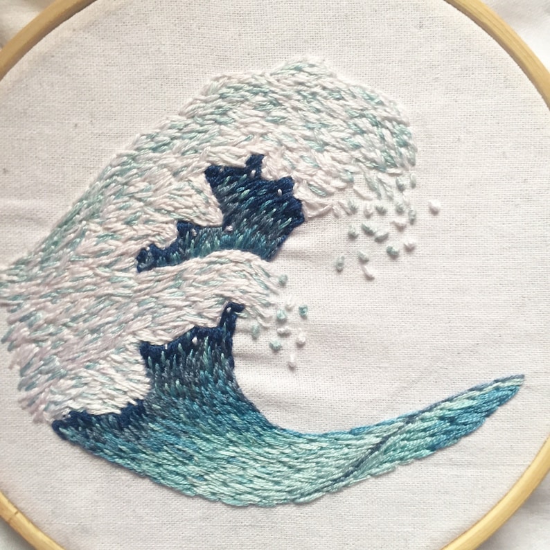 CUSTOM MADE to ORDER Wave Hand Embroidery -ocean Beach Water- - Etsy