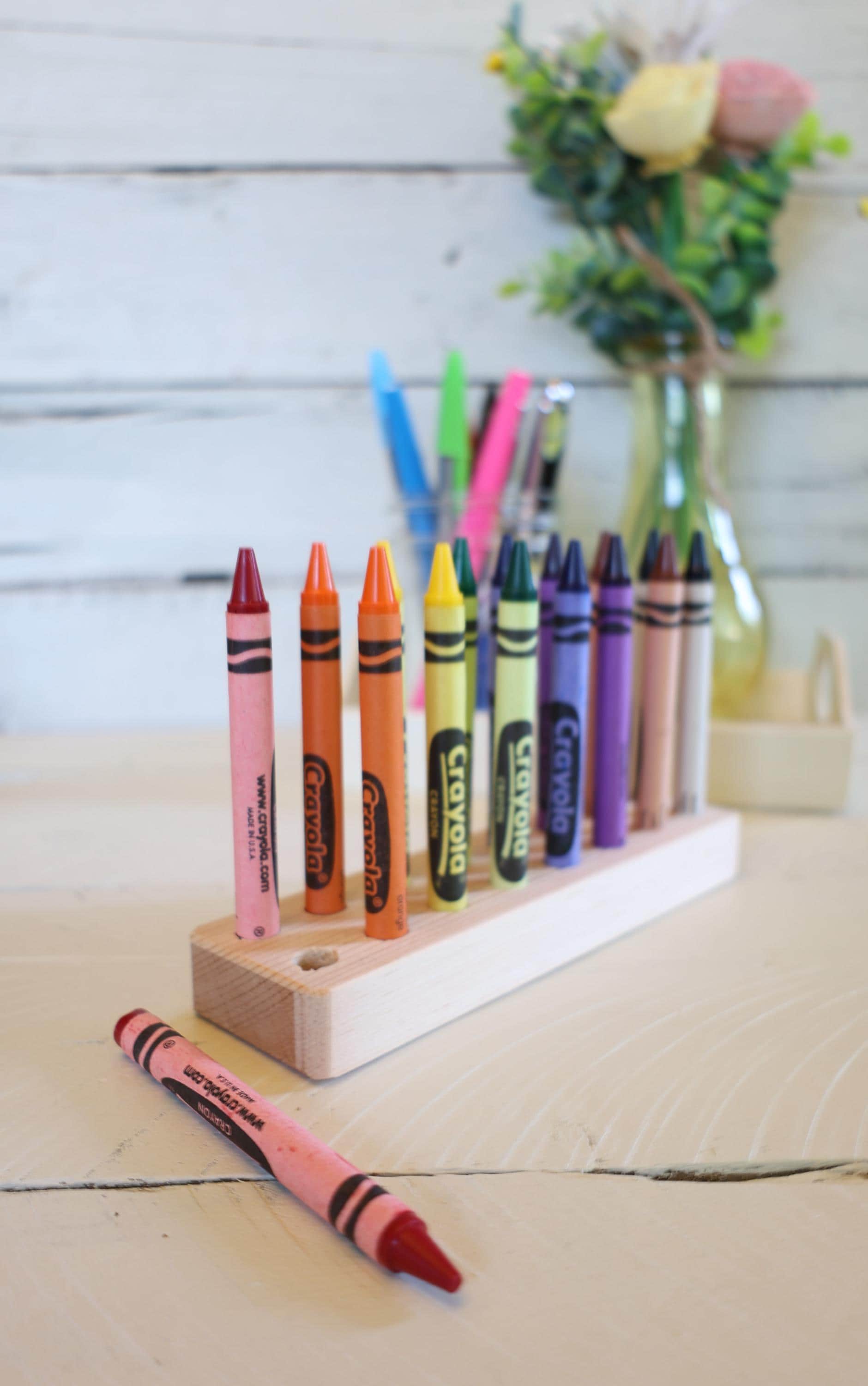 Wooden Crayon Caddy | Classroom & Homeschool Organizer | 8 or 16 ...