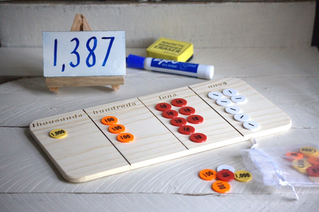 Wooden Place Value Chart (2-sided) With Place Value Discs - Etsy