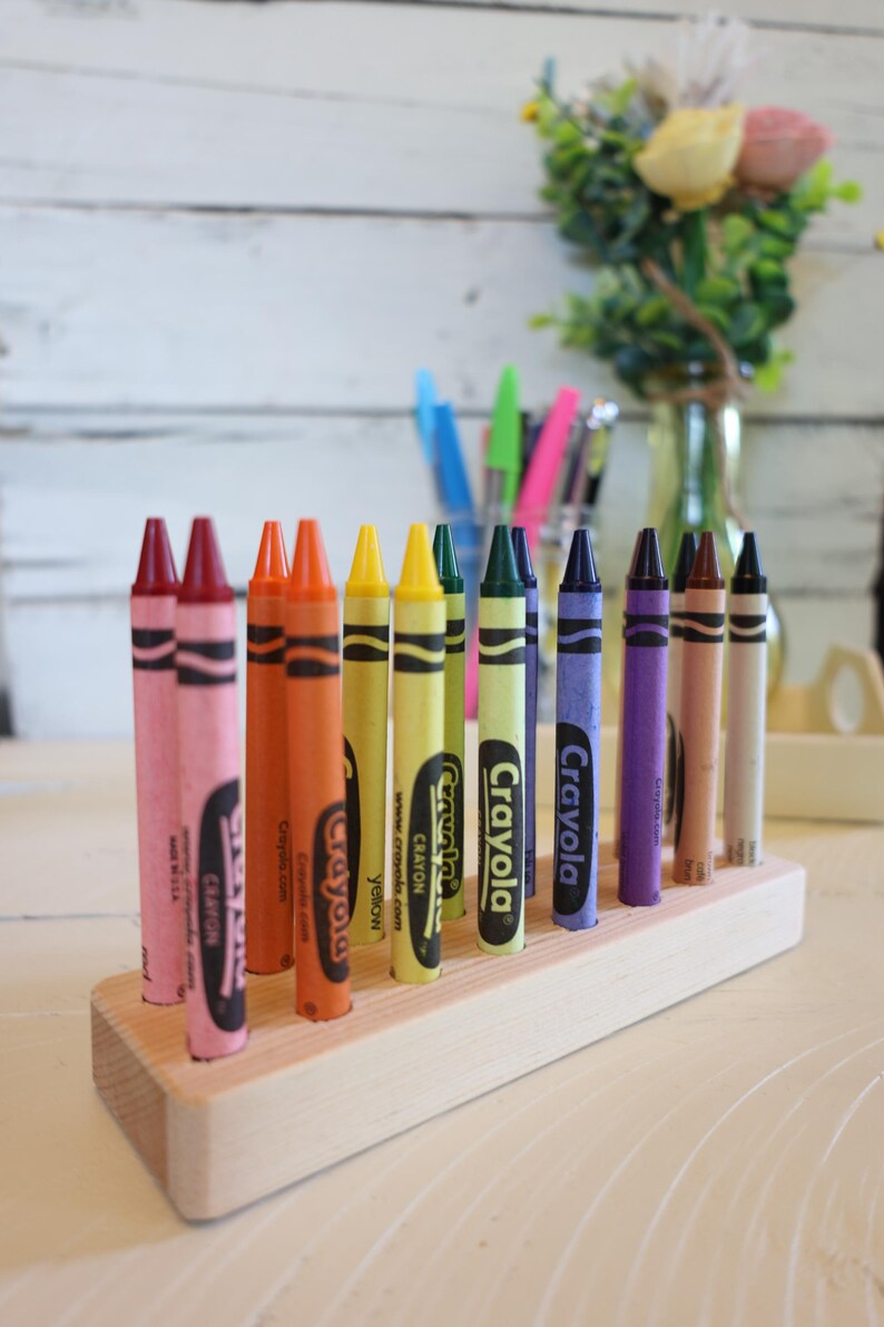 Wooden Crayon Caddy | Classroom & Homeschool Organizer | 8 or 16 ...