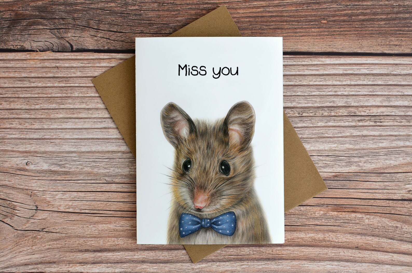 Personalized mouse greeting card. Mouse miss you card. | Etsy