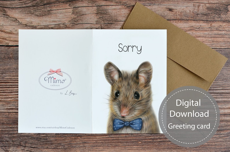 Apology Greeting Card, Mouse Greeting Card, Sorry Card, Mouse Printable ...