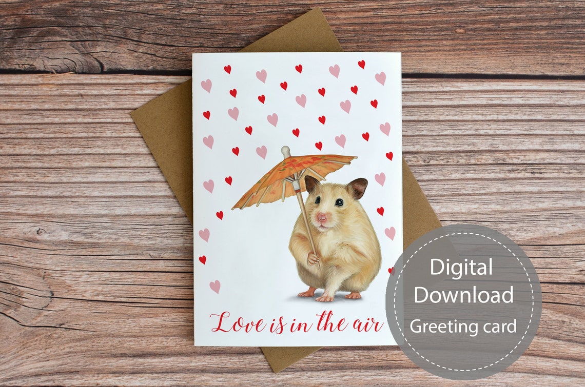 Hamster Printable Greeting Card Love Printable Card Digital - Etsy
