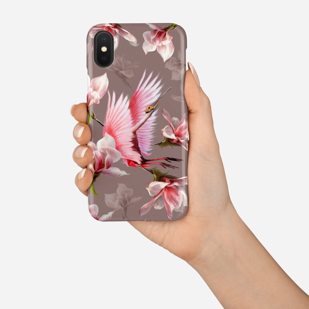Botanical iPhone 15 Case, Magnolia Phone Case, Heron Bird Phone Case ...