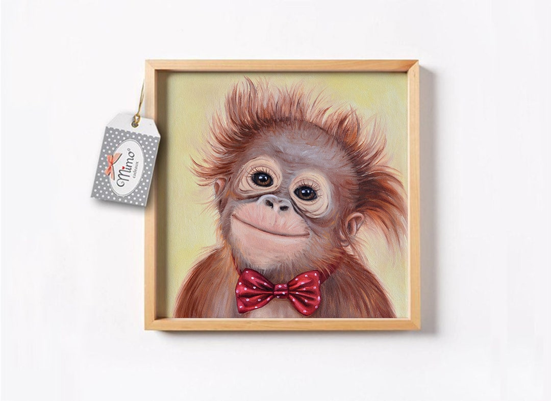 Monkey Print. Monkey Giclee Print. Monkey Nursery Wall Art. Animal ...