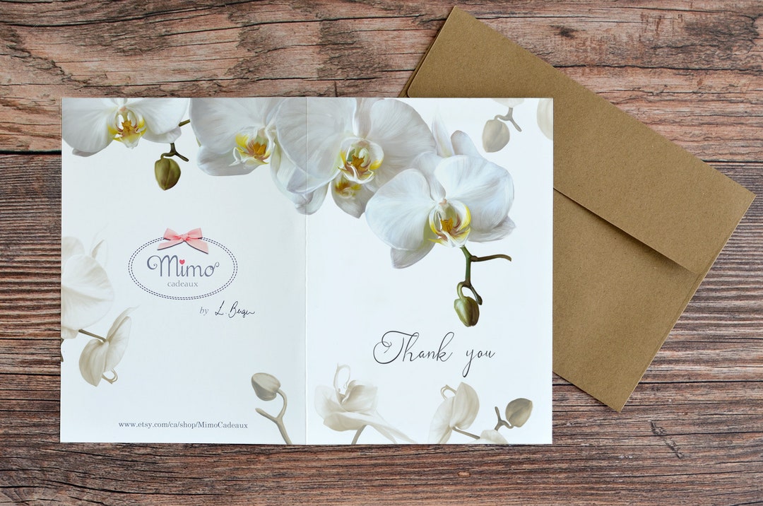 Orchids Thank You Card. Floral Note Card. Gratitude Note Card. - Etsy