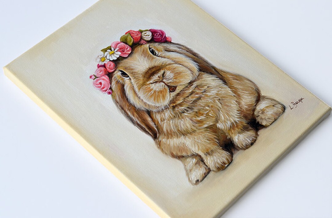 Bunny Canvas Print Nursery Wall Art Woodland Nursery Art - Etsy