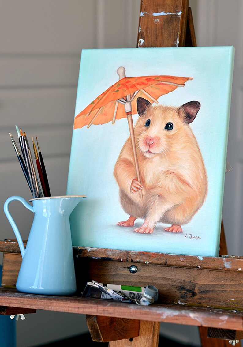 Hamster canvas print. Hamster canvas. Hamster giclée print. | Etsy