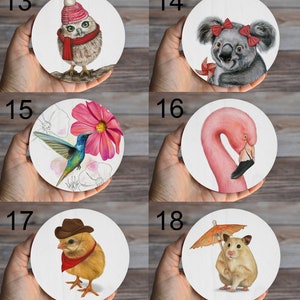 Animal Coaster Set, Art Coasters, Animal Lovers Gift, Wooden Coasters ...