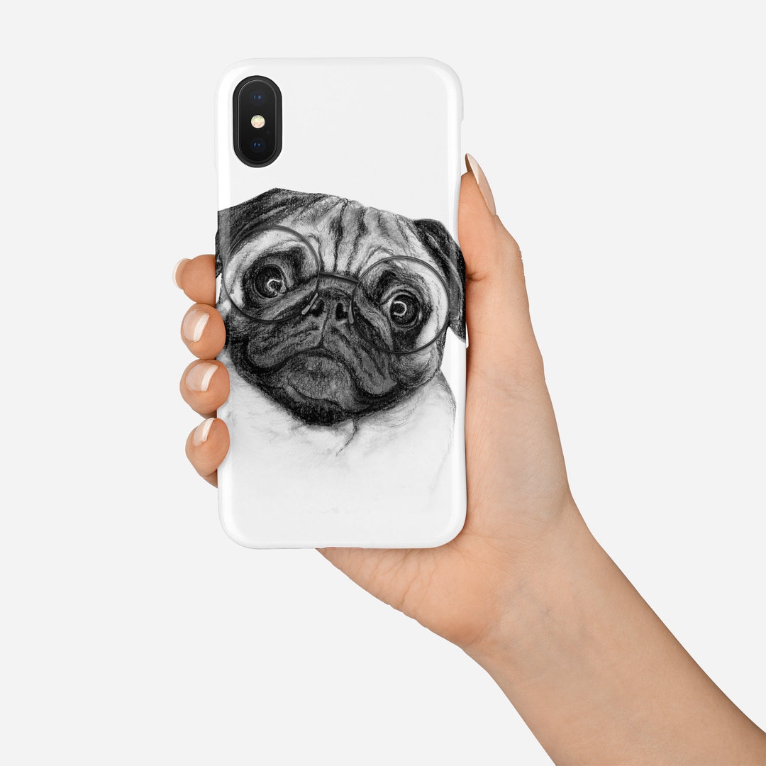 Pug Phone Case, Dog Art Iphone, Pug iPhone 16 Case, Black & White Phone ...
