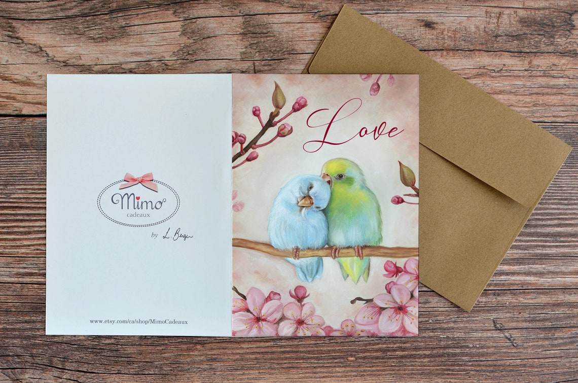 Love Birds Greeting Card. Love Birds Blank Card. Any Occasion | Etsy
