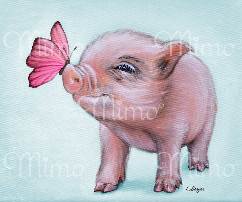 Mini Pig Print. Pig Giclee Print. Pig Print. Pig Art Print - Etsy