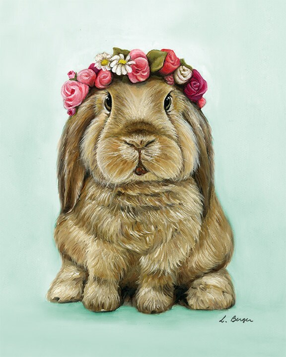 Bunny Canvas Print Nursery Wall Art Woodland Nursery Art | Etsy