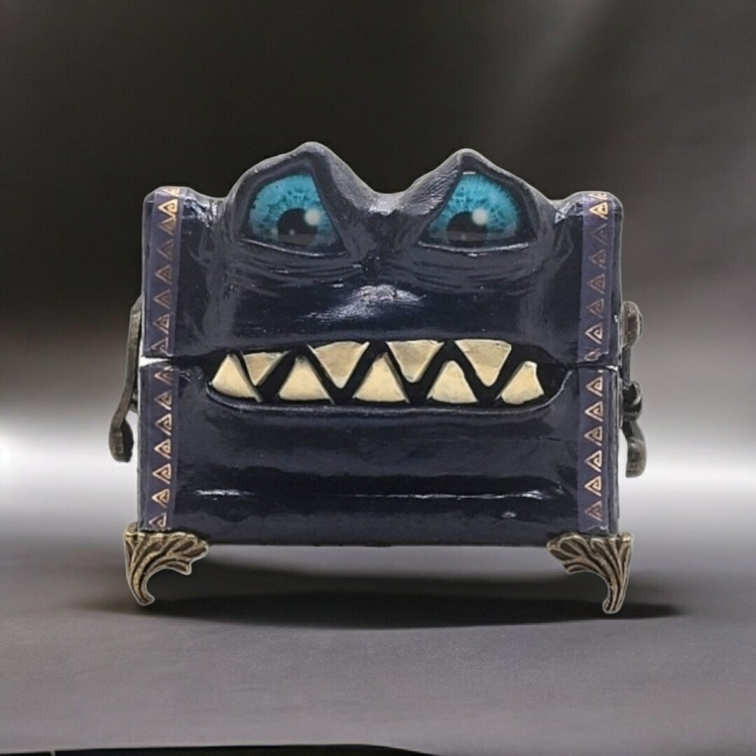 Monster Box #593, Metallic Blue Black Mimic Chest, Creature Box, Dice ...