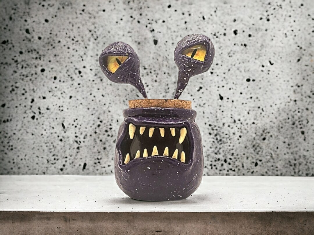 Monster Stash Jar 65, Deep Purple Monster Jar With Tan Interior - Etsy