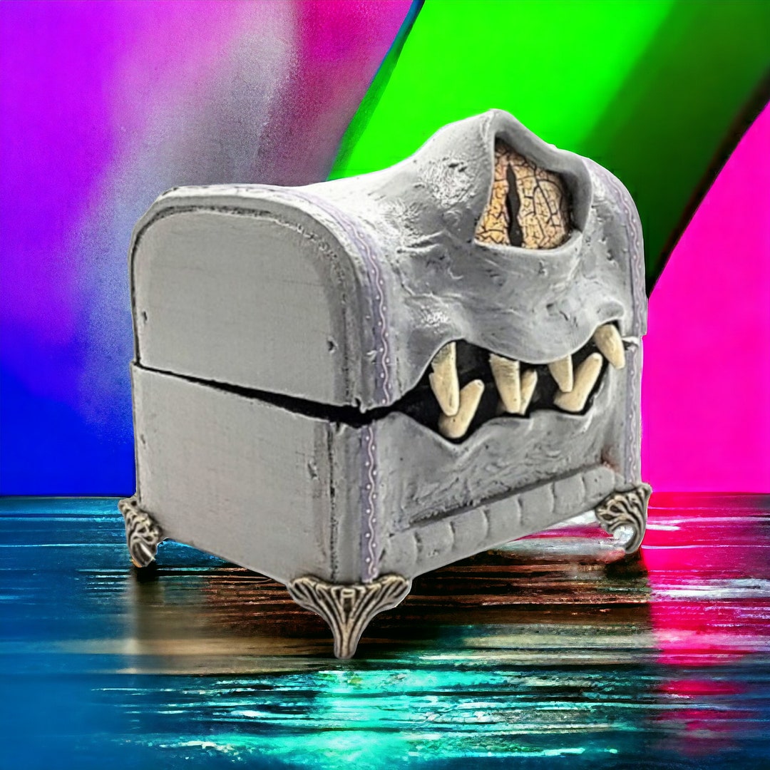 Monster Box 457 Grey Mimic Chest Creature Box Dice Storage - Etsy