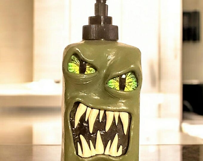 Monster Soap Dispenser #399 - Olive Green Dispenser - Etsy