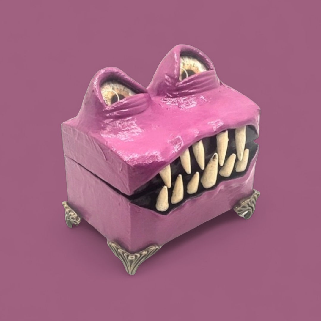 Mini Monster Box #619, Mini Pink Mimic Chest, Creature Box - Etsy