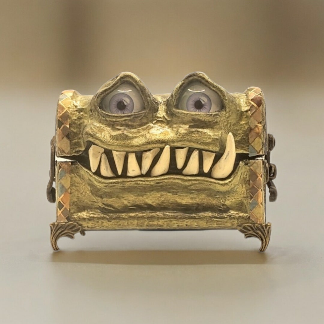Monster Box 599, Antique Gold Mimic Chest, Creature Box, Dice Storage ...