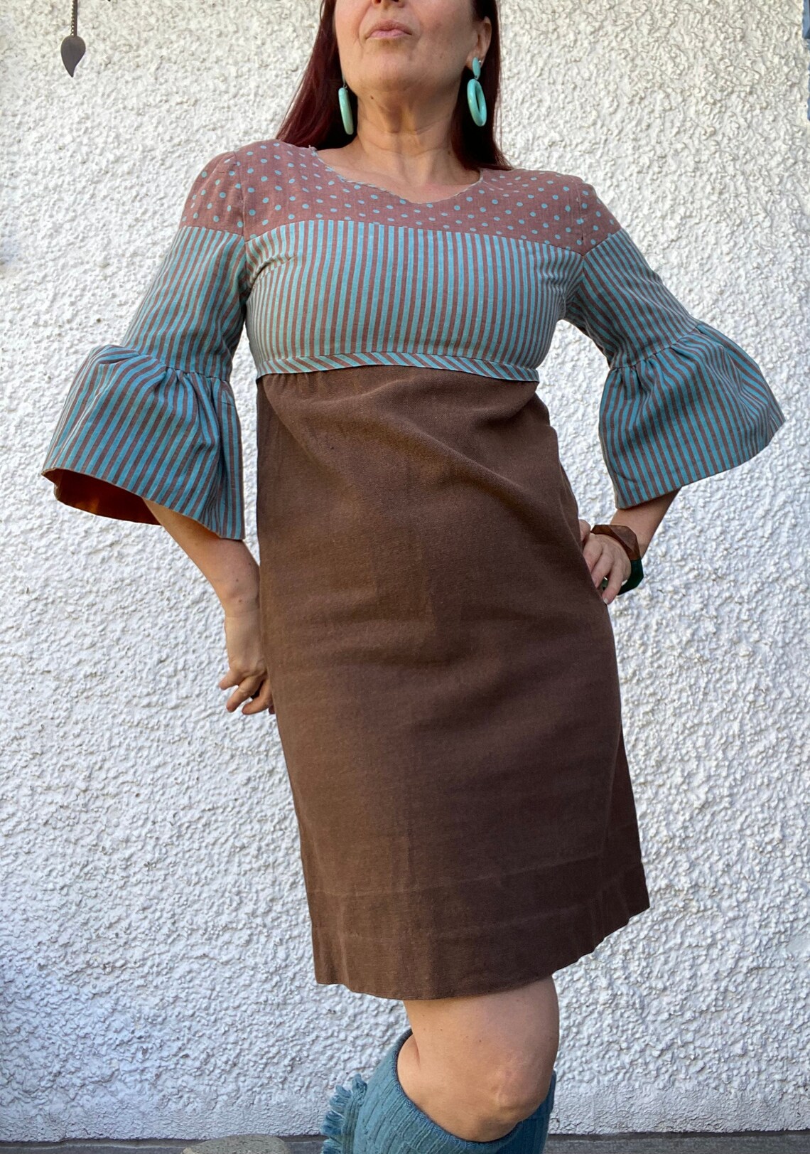 1970's Vintage Huk-a-poo Dress With Bell Sleeves - Etsy