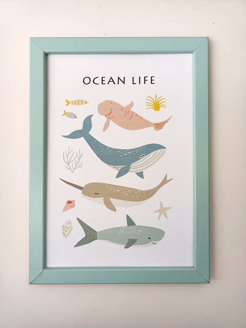 Ocean Animals Print Set, 3 Educational Prints, Classroom Posters, Home ...