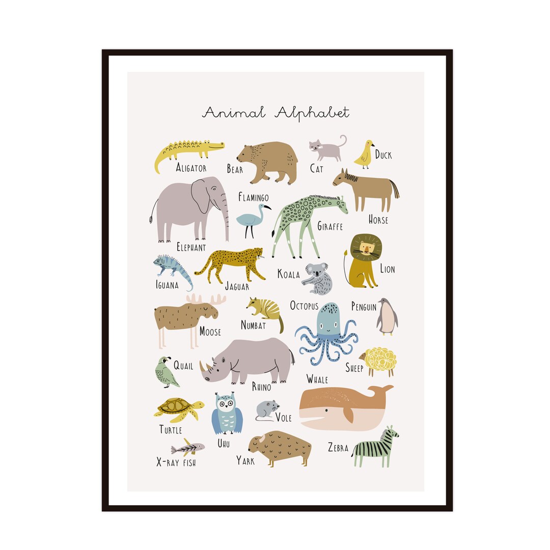 Animals Alphabet Print, Educational Prints, Classroom Posters, Home ...