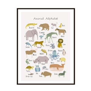 Animals Alphabet Print, Educational Prints, Classroom Posters, Home ...