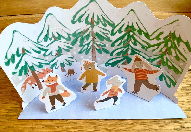 Printable Winter Ice Skating Rink | Paper Animal Puppets Craft (digital ...