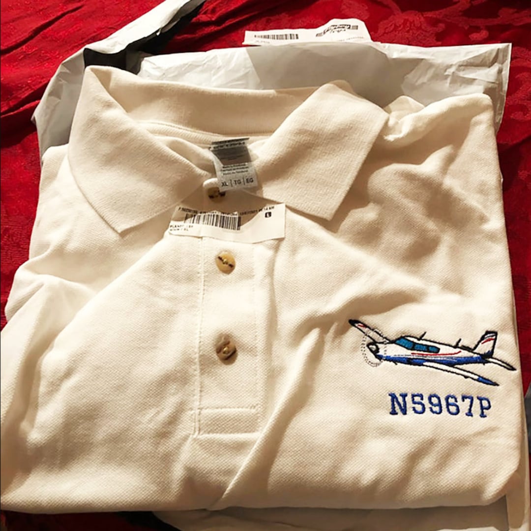 Custom Airplane Embroidered Golf Polo Shirt – Flyboy Toys Pilot Gift ...
