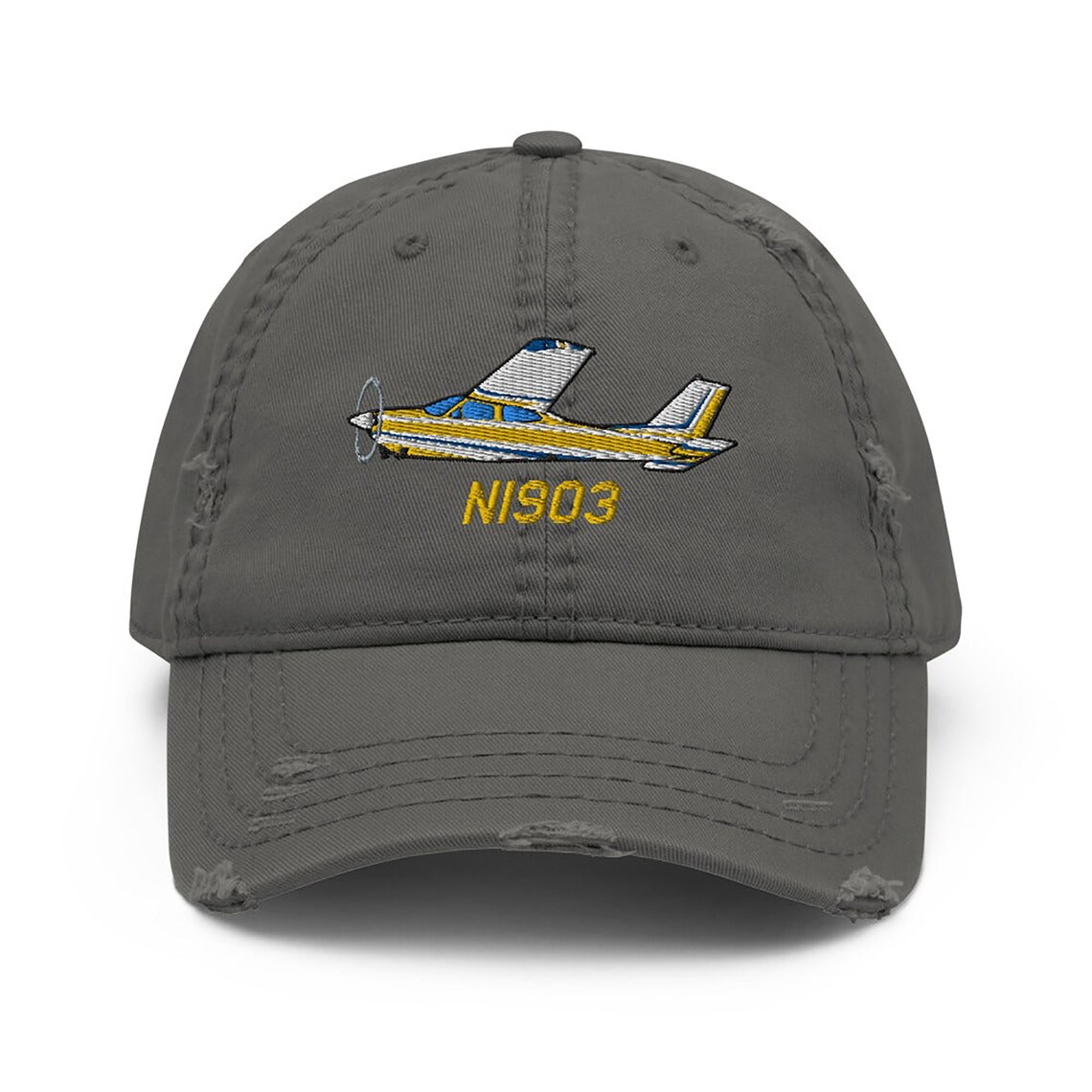 Flyboy Toys Airplane Embroidered Distressed Cap (AIR35JJ177-Y1 ...