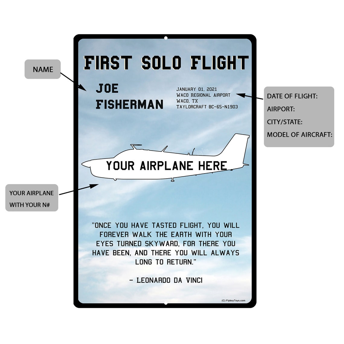 Flyboy Toys First Solo Flight Custom Airplane Metal Sign - Etsy