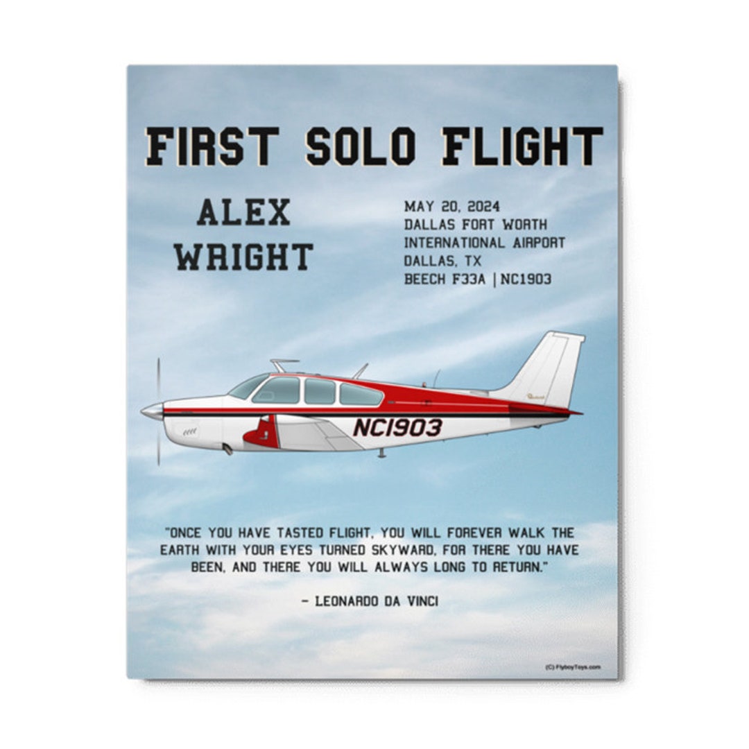 Flyboy Toys LARGE First Solo Flight Custom Airplane Metal Sign With MDF ...