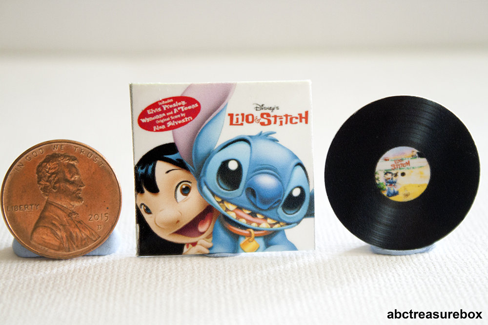 Miniature Set of 4 Children's Lilo and Stitch Records, Surf Pack 1:12 ...