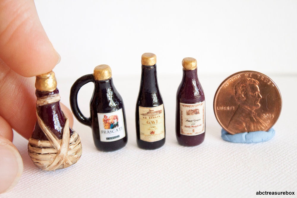 Miniature Italy Grape Wine Spigot Vase, Shelf & Wine Bottles, Tuscan ...