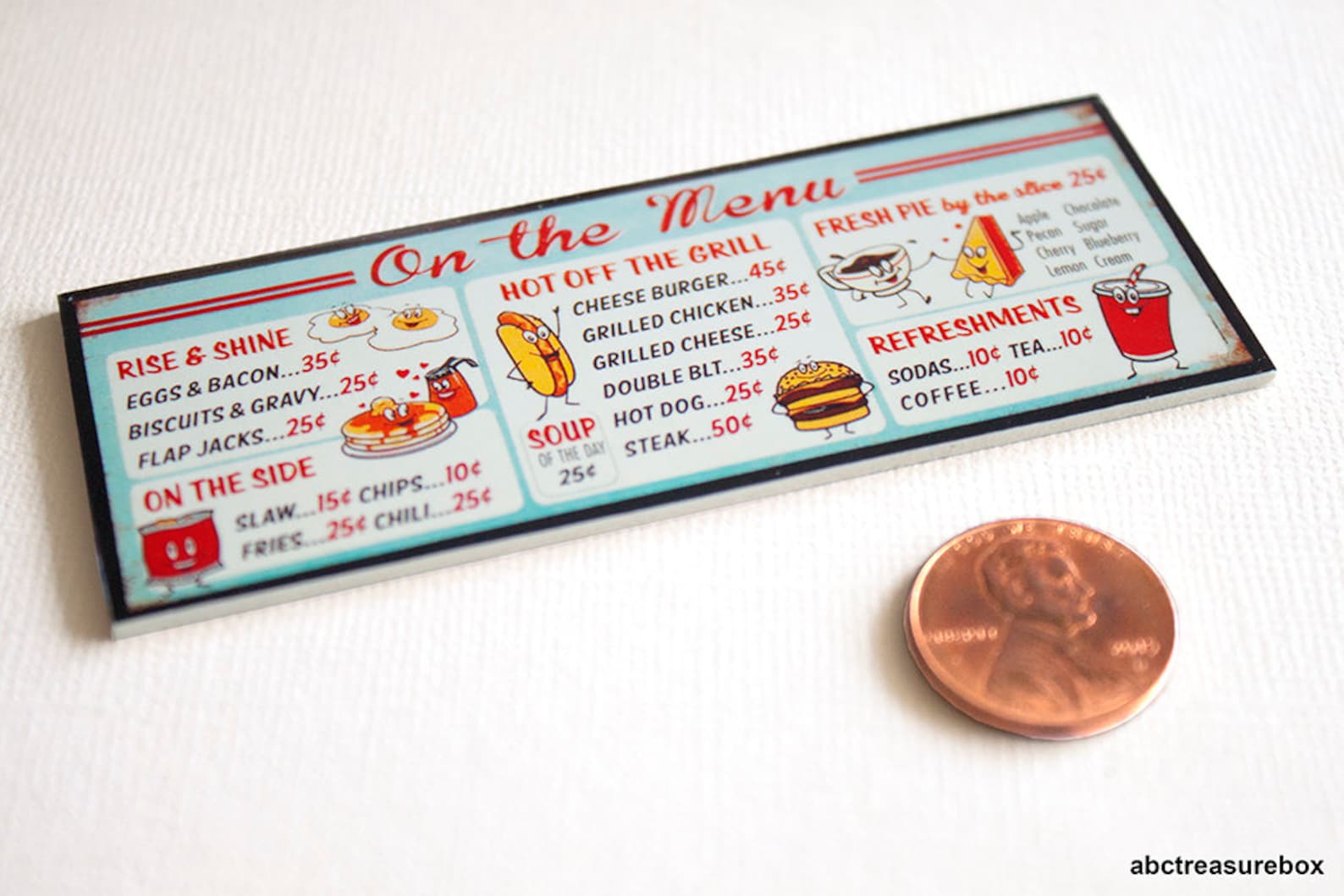 Miniature Diner Menu Board Wall Sign Retro Style 1:12 Scale - Etsy