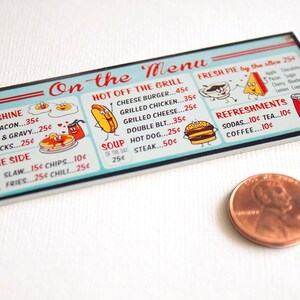 Miniature Diner Menu Board Wall Sign, Retro Style, 1:12 Scale Kitchen ...