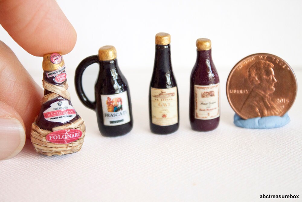 Miniature Italy Grape Wine Spigot Vase, Shelf & Wine Bottles, Tuscan ...